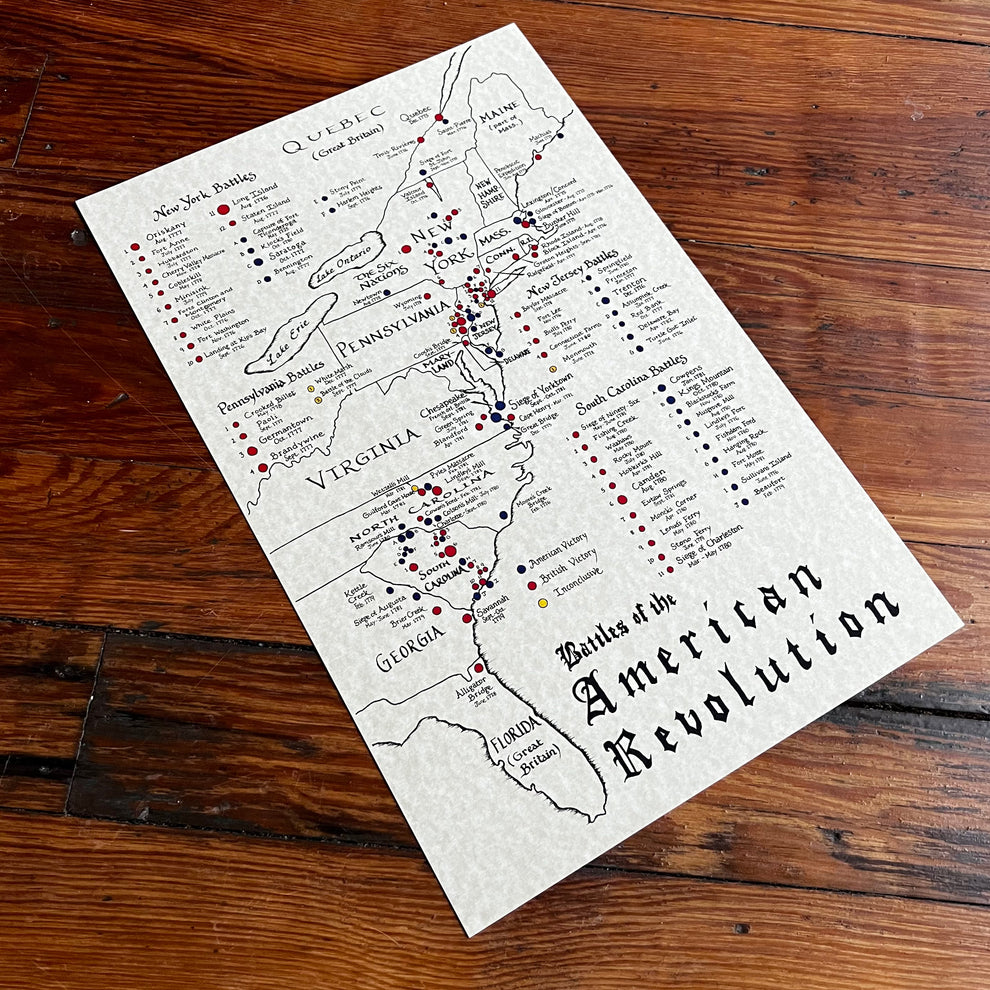 Battles of the American Revolution Hand Drawn Map – Liberty & Co.